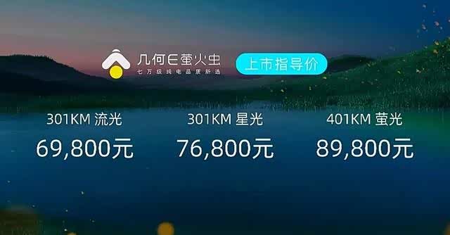 吉利几何E萤火虫上市，最高续航401公里，售价6.98万元起_车家号_发现车生活_汽车之家